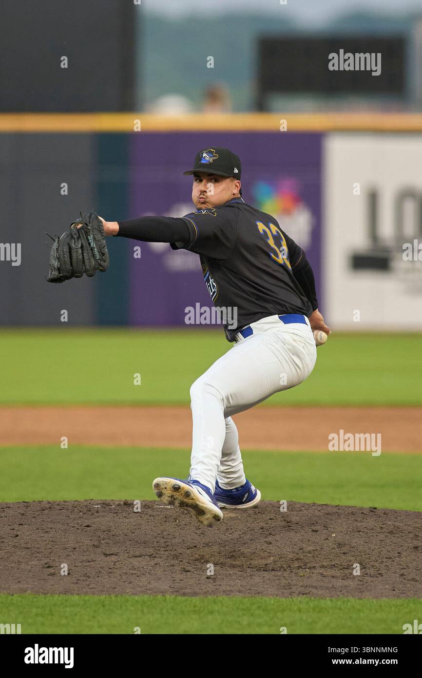 Quad Cities River Bandits pitcher Nicholas Regalado (33) delivers a ...