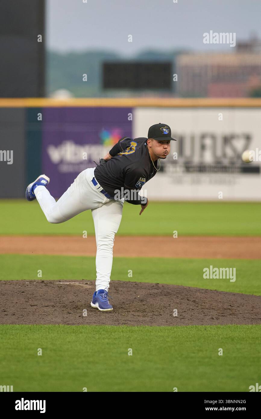 Quad Cities River Bandits pitcher Nicholas Regalado (33) delivers a ...