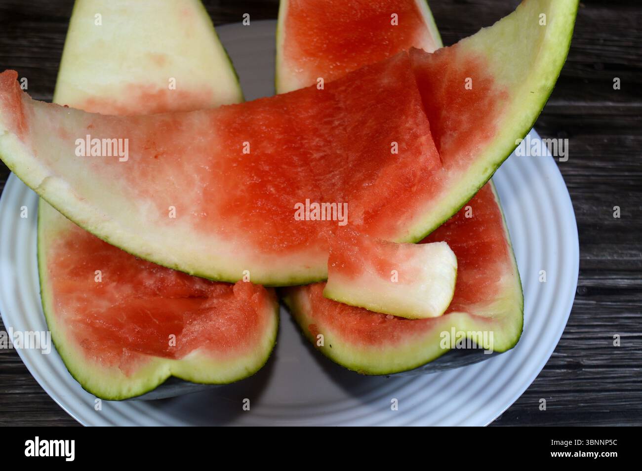 Watermelon rind, the white and light green outer part of a watermelon ...