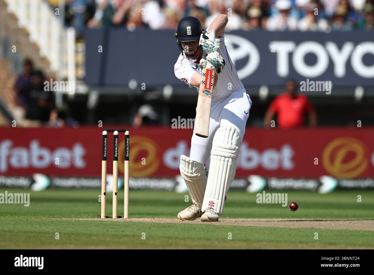 United Kingdom, Birmingham Edgbaston Stadium, 3 July 2025, England's Zak Crawley straight drives ...