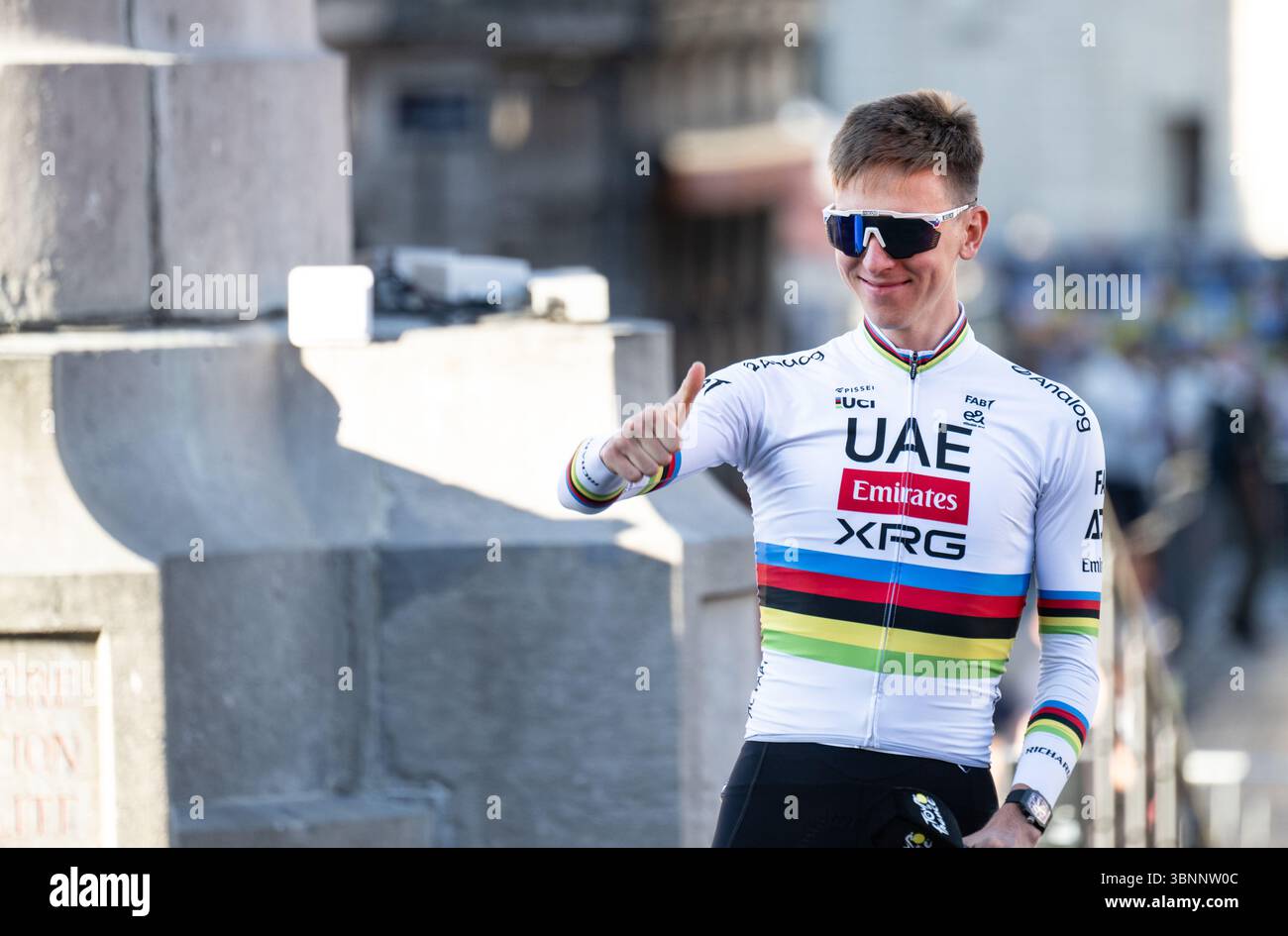 Tour de France 2025, Opening Ceremony, Lille, The previous year's winner Tadej Pogacar for ...