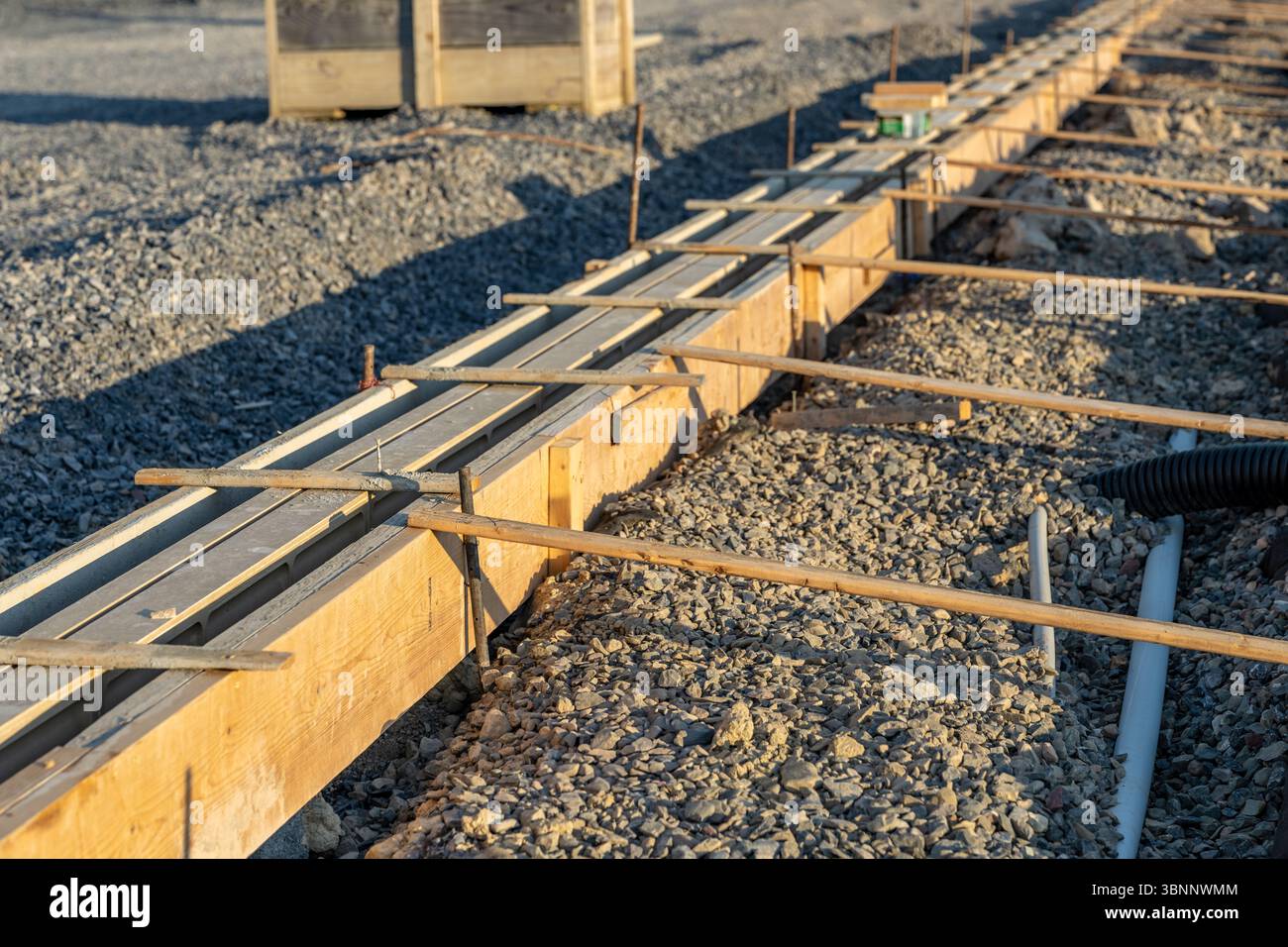 Construction photo of new running track slot drain in concrete Stock ...