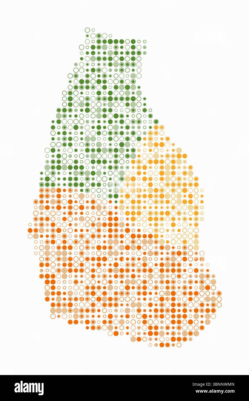 Montserrat, shape of the country built of colored cells. Digital style ...
