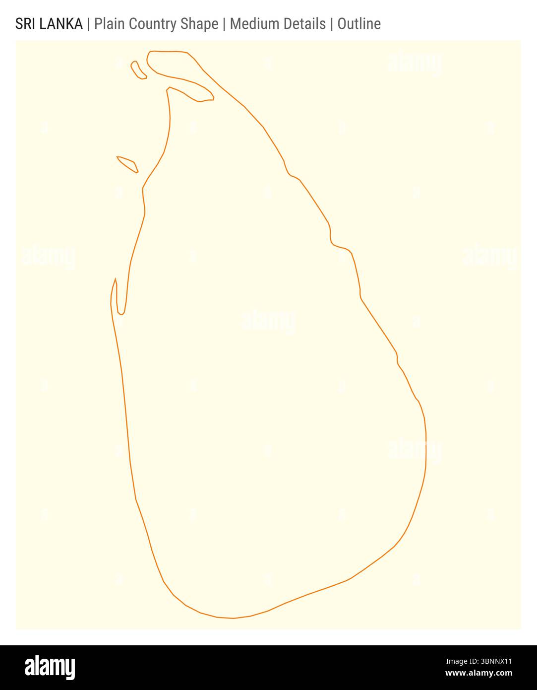 Sri Lanka plain country map. Medium details. Outline style. Shape of ...
