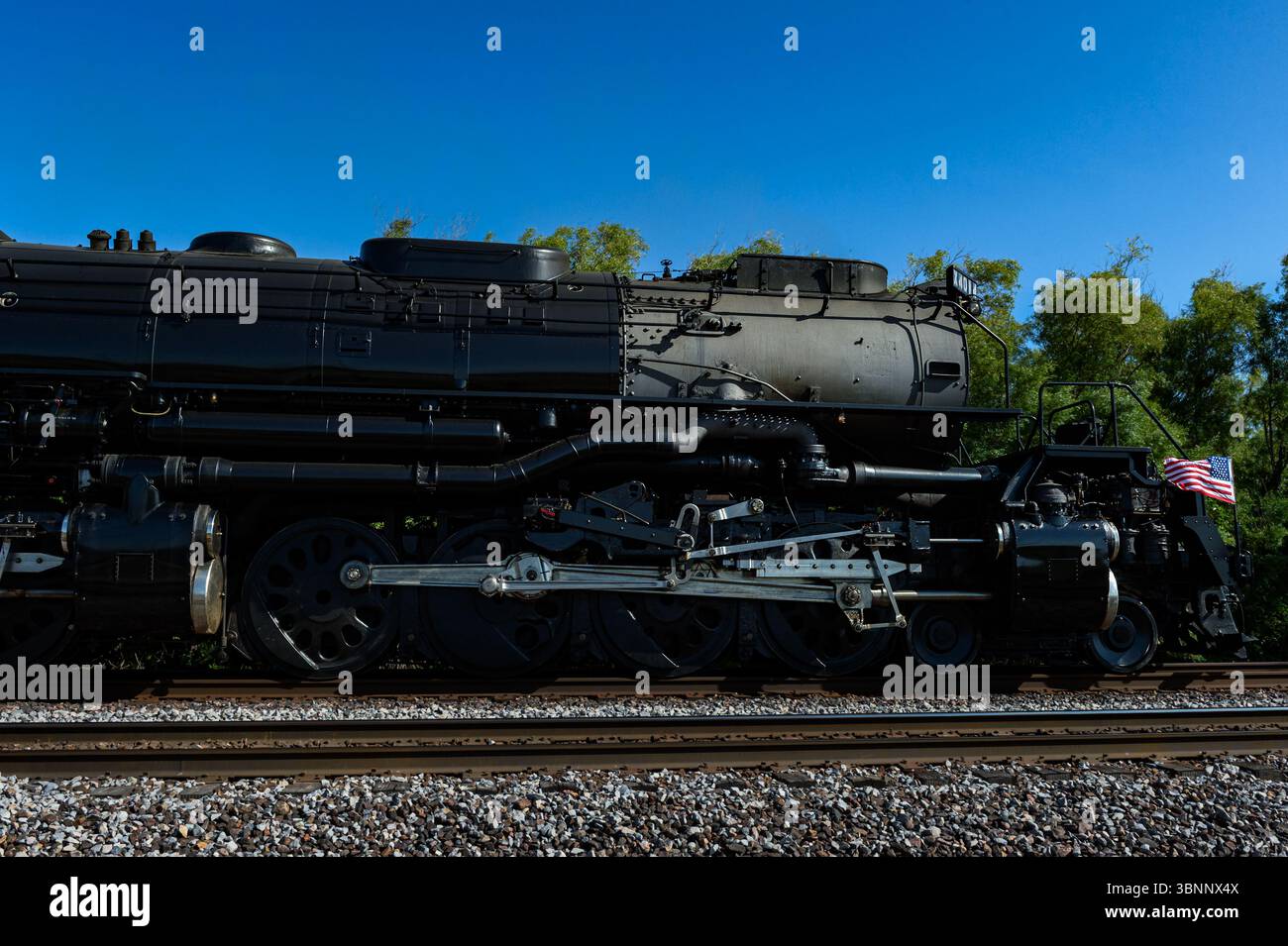Big Boy Locomotive Steams By Under Clear Skies Stock Photo - Alamy