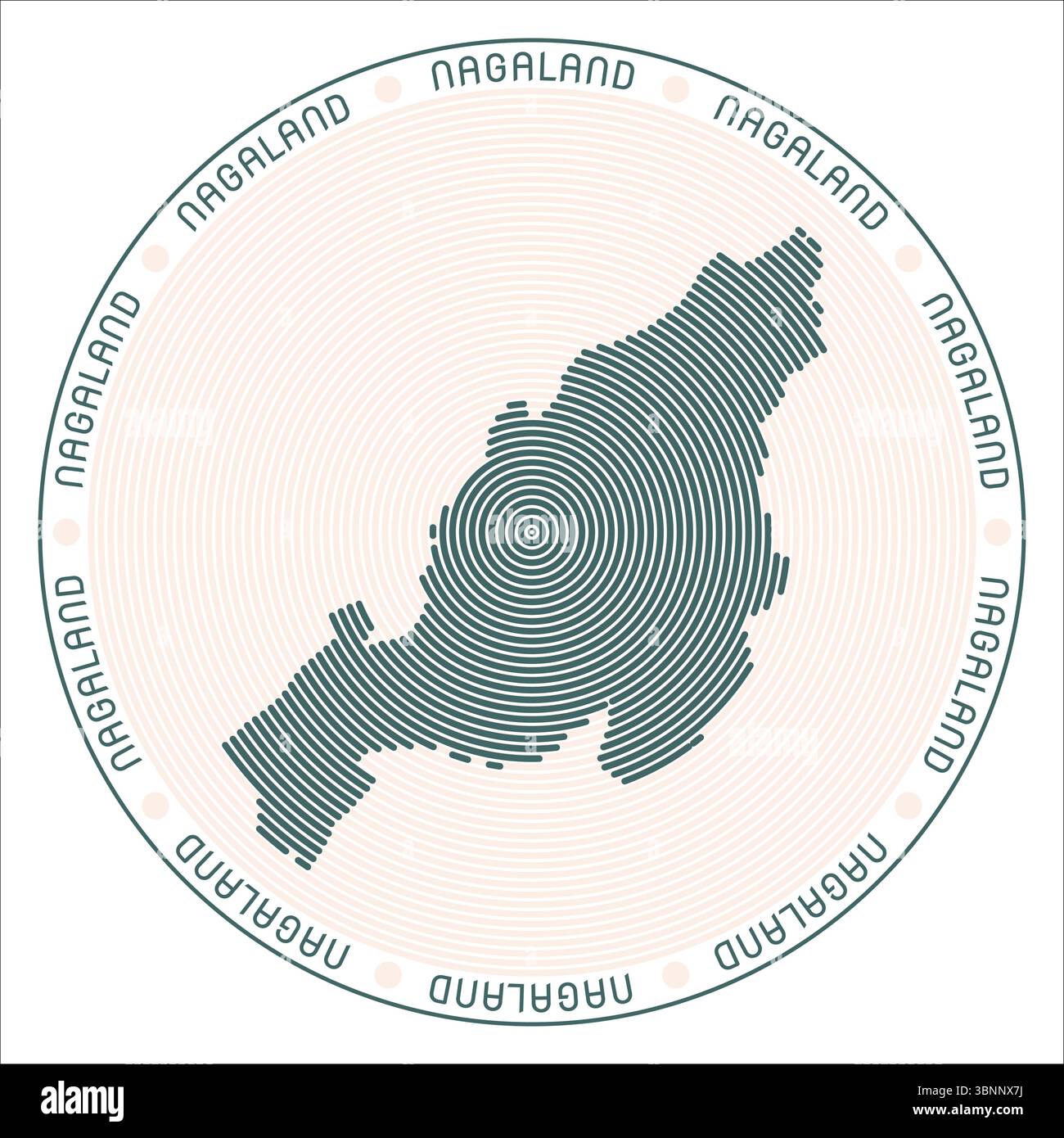 Nagaland round logo design. State shape built of rings. Nagaland text ...