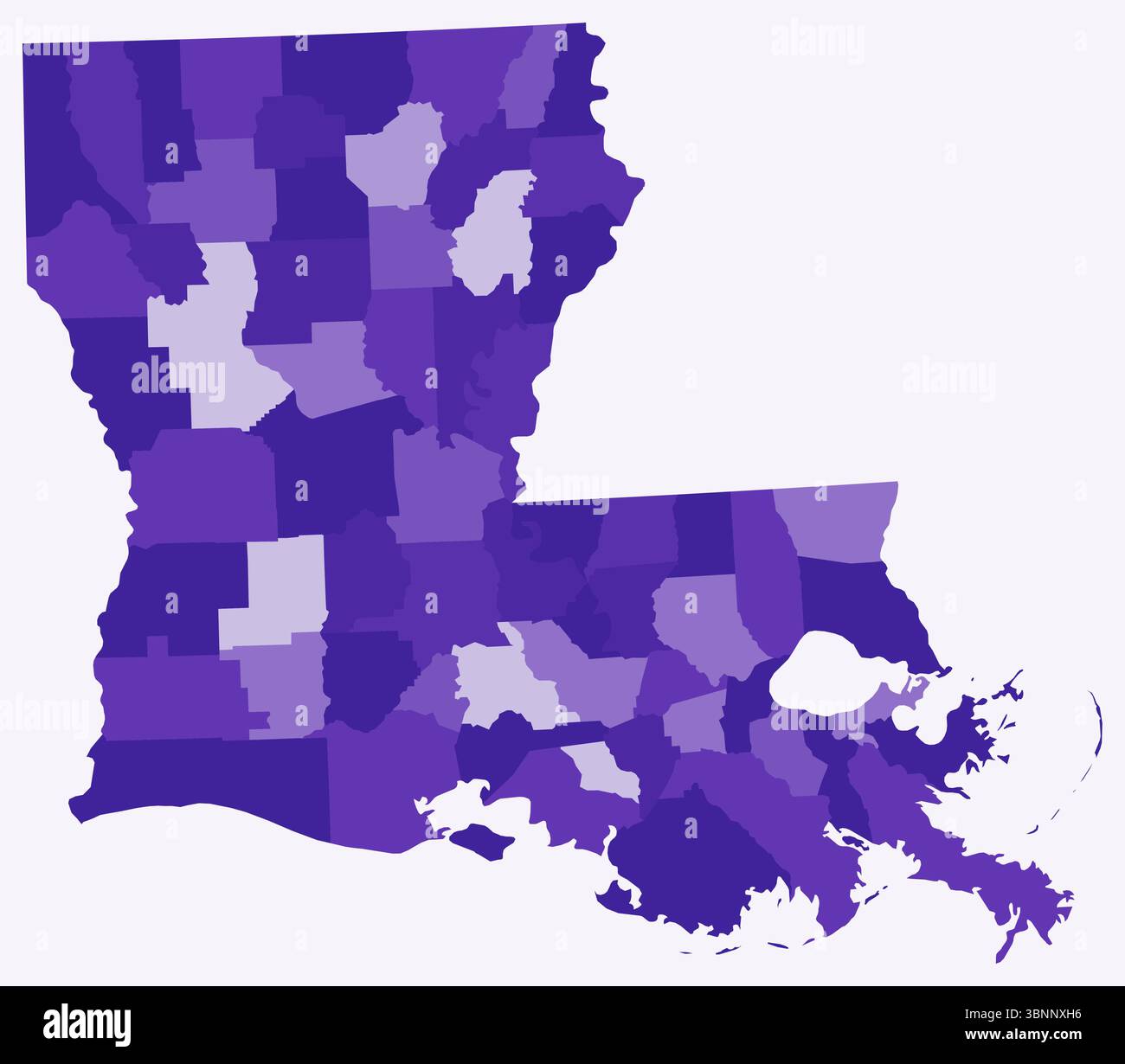 Map of Louisiana with counties. Just a simple state border map with ...