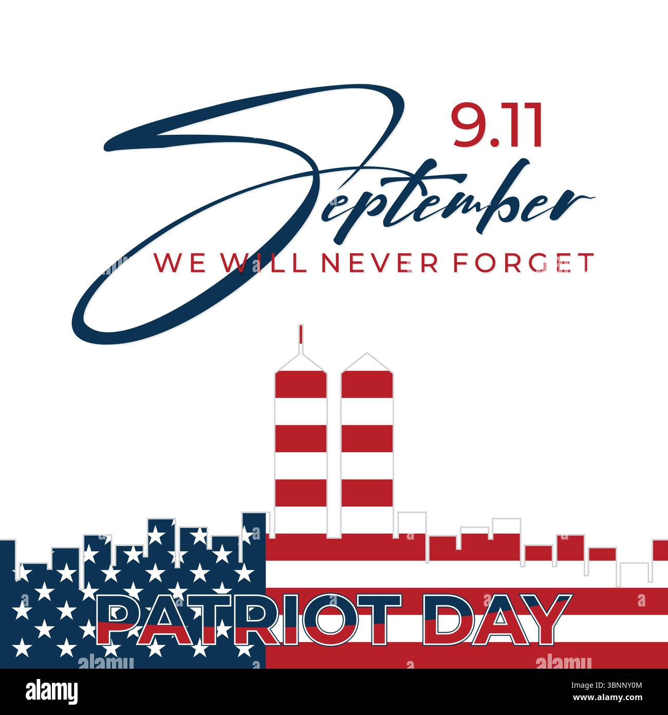 Patriot Day background with abstract skyline New York City isolated ...