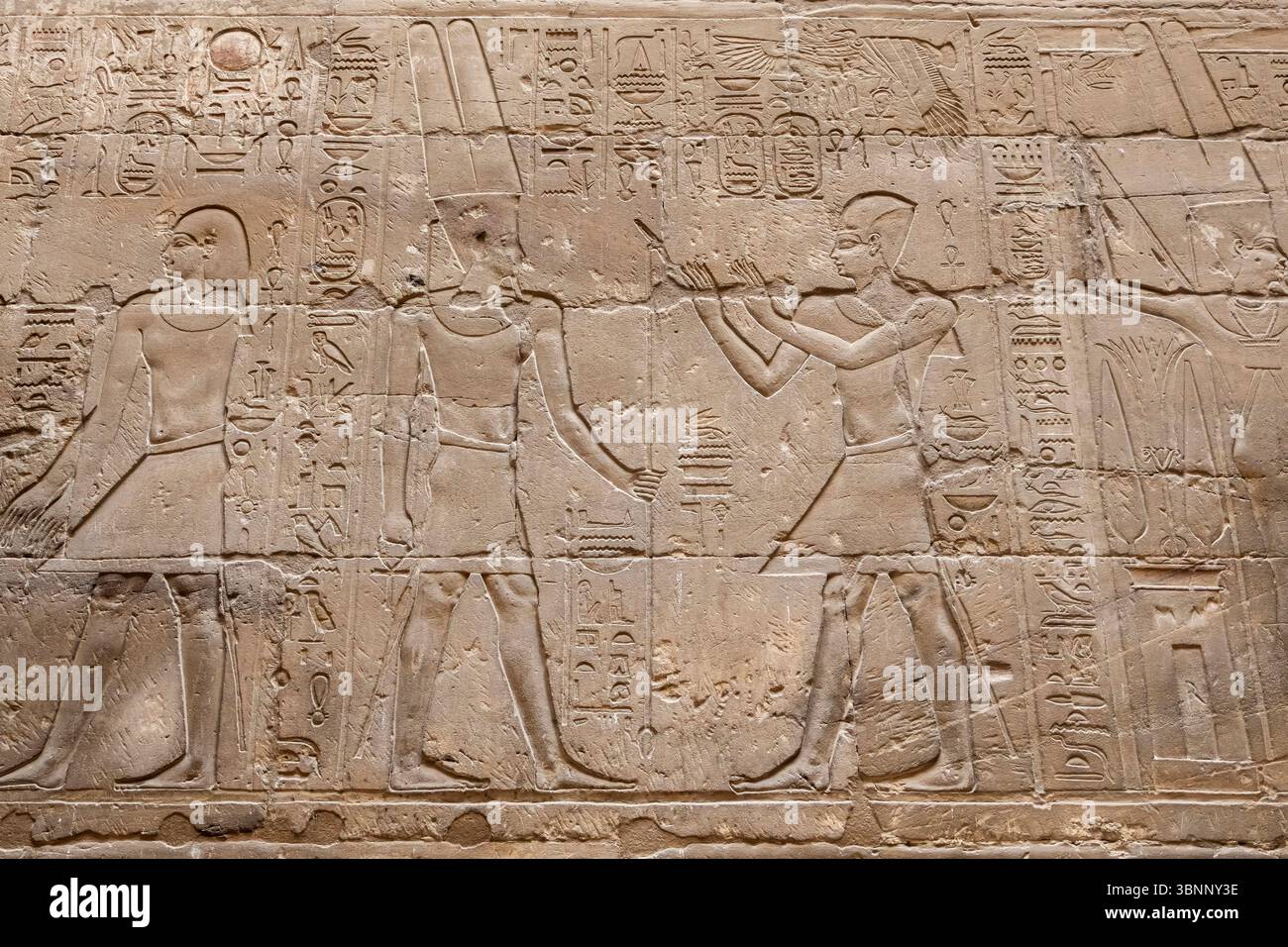 Luxor Temple, relief and inscription of God and Pharaoh, shrine of ...