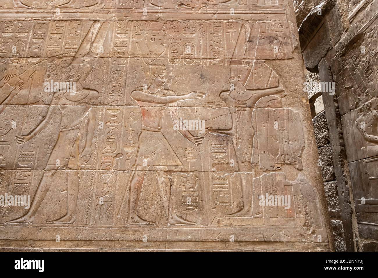 Luxor Temple, relief and inscription of God and Pharaoh, shrine of ...