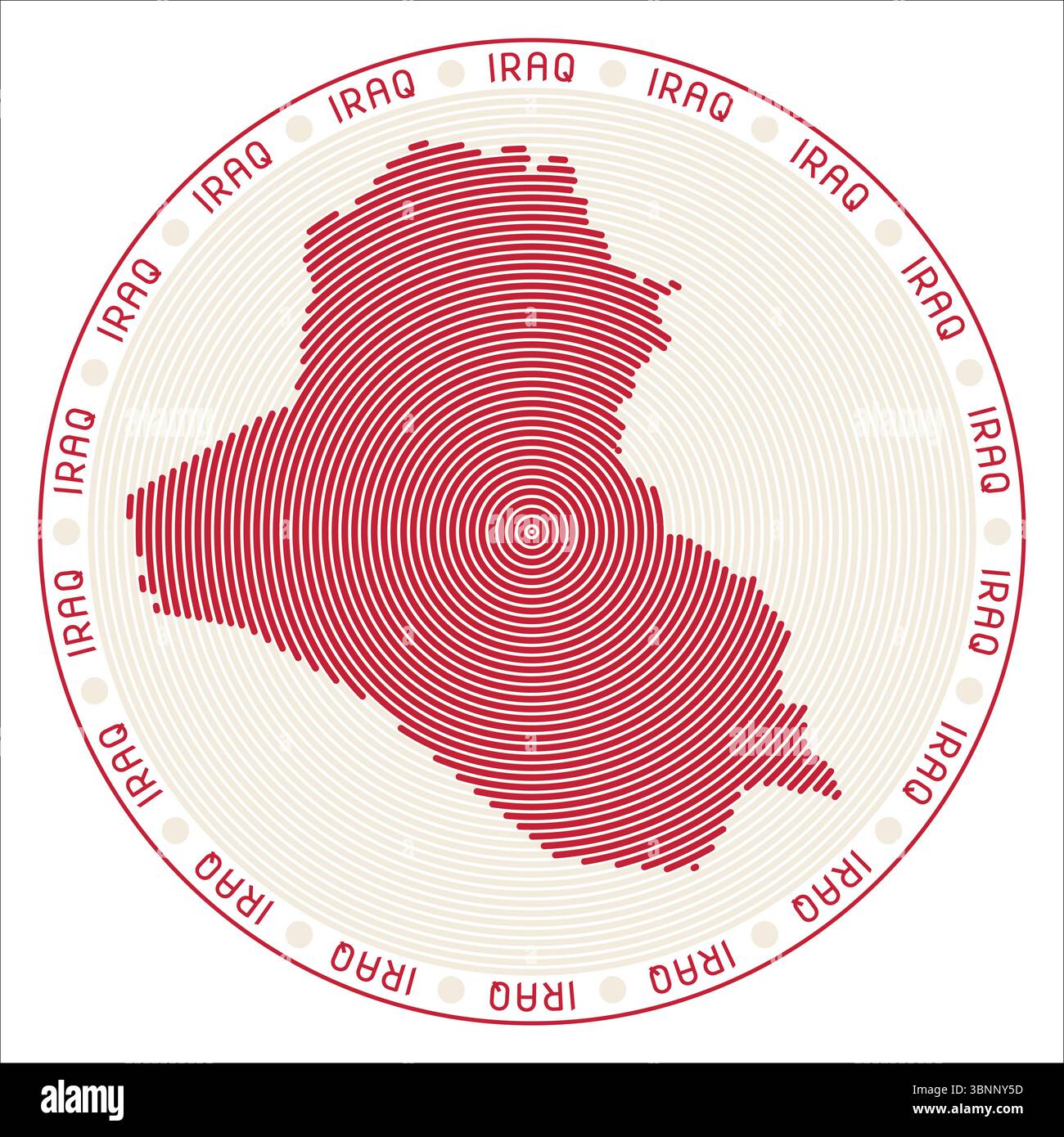 Iraq round logo design. Country shape build of rings. Iraq text around ...