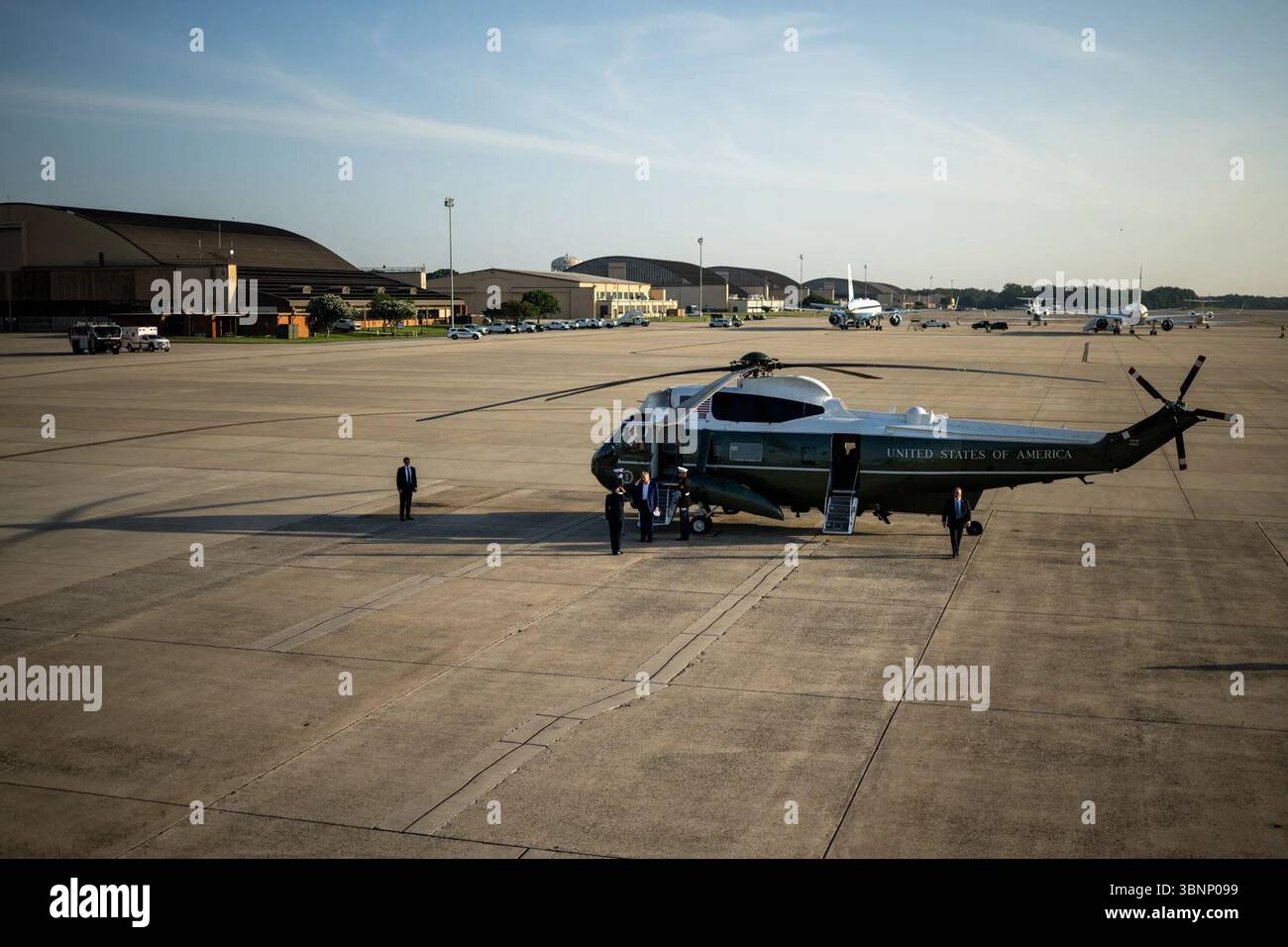 Marine One arrives at Joint Base Andrews for NATO Summit departure ...