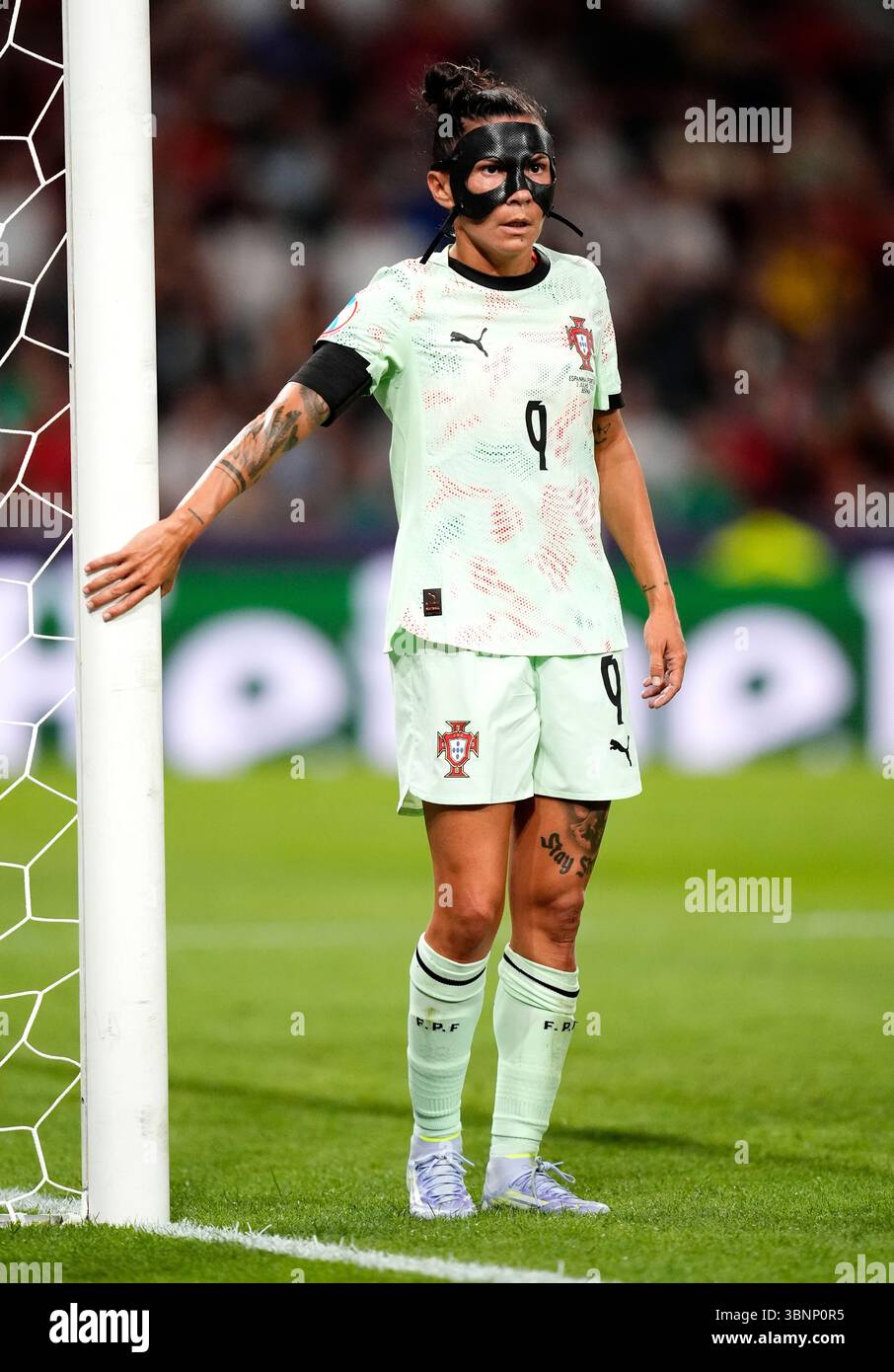 Portugal's Ana Borges wearing a protective face mask during the UEFA ...