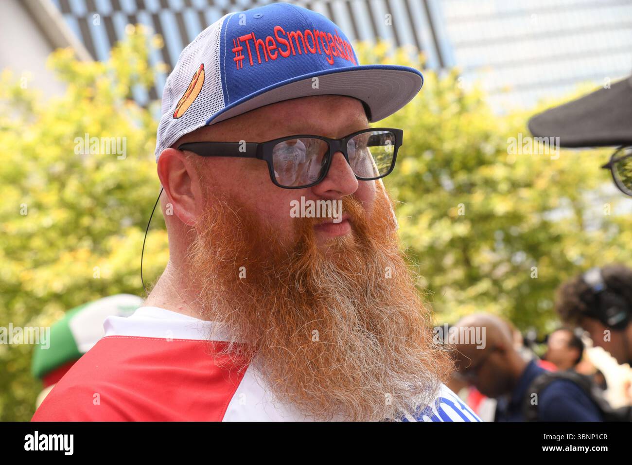 George Chiger attends the Nathan's Hot Dog Eating Contest Weigh-in ...