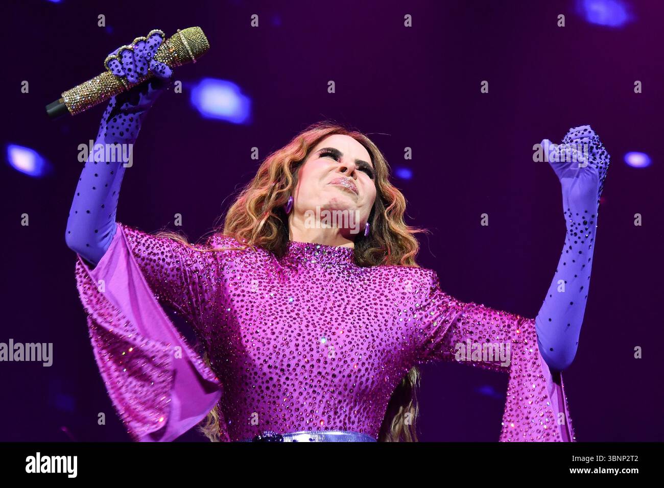 Mexican singer Gloria Trevi. performing during a concert at the ...