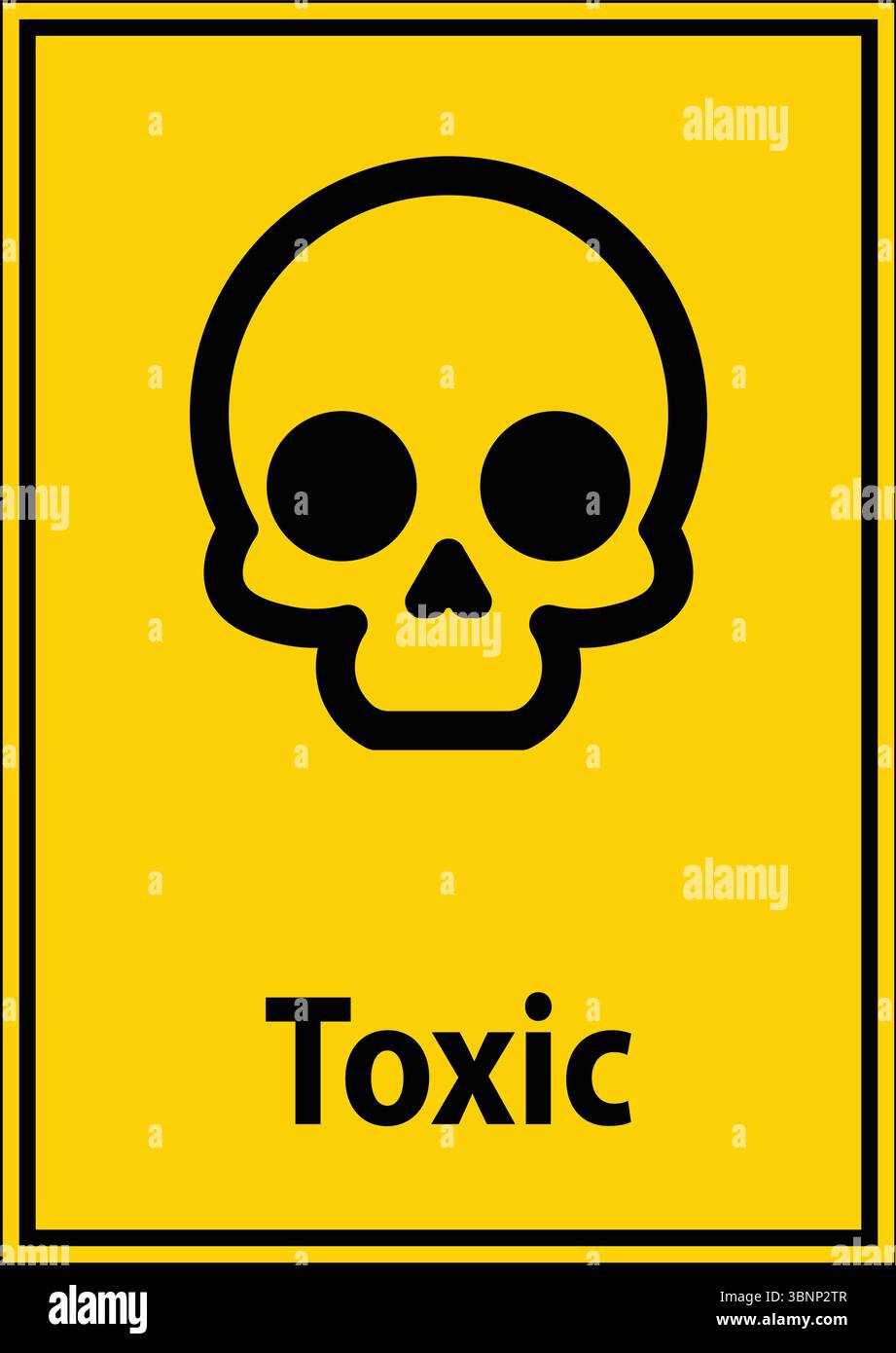 This image features a bold warning sign displaying a skull symbol with ...