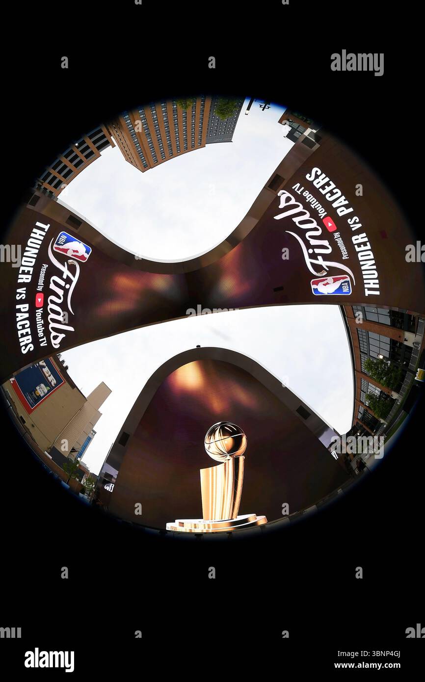 INDIANAPOLIS, IN - JUNE 12: A general view of NBA Finals signage with ...