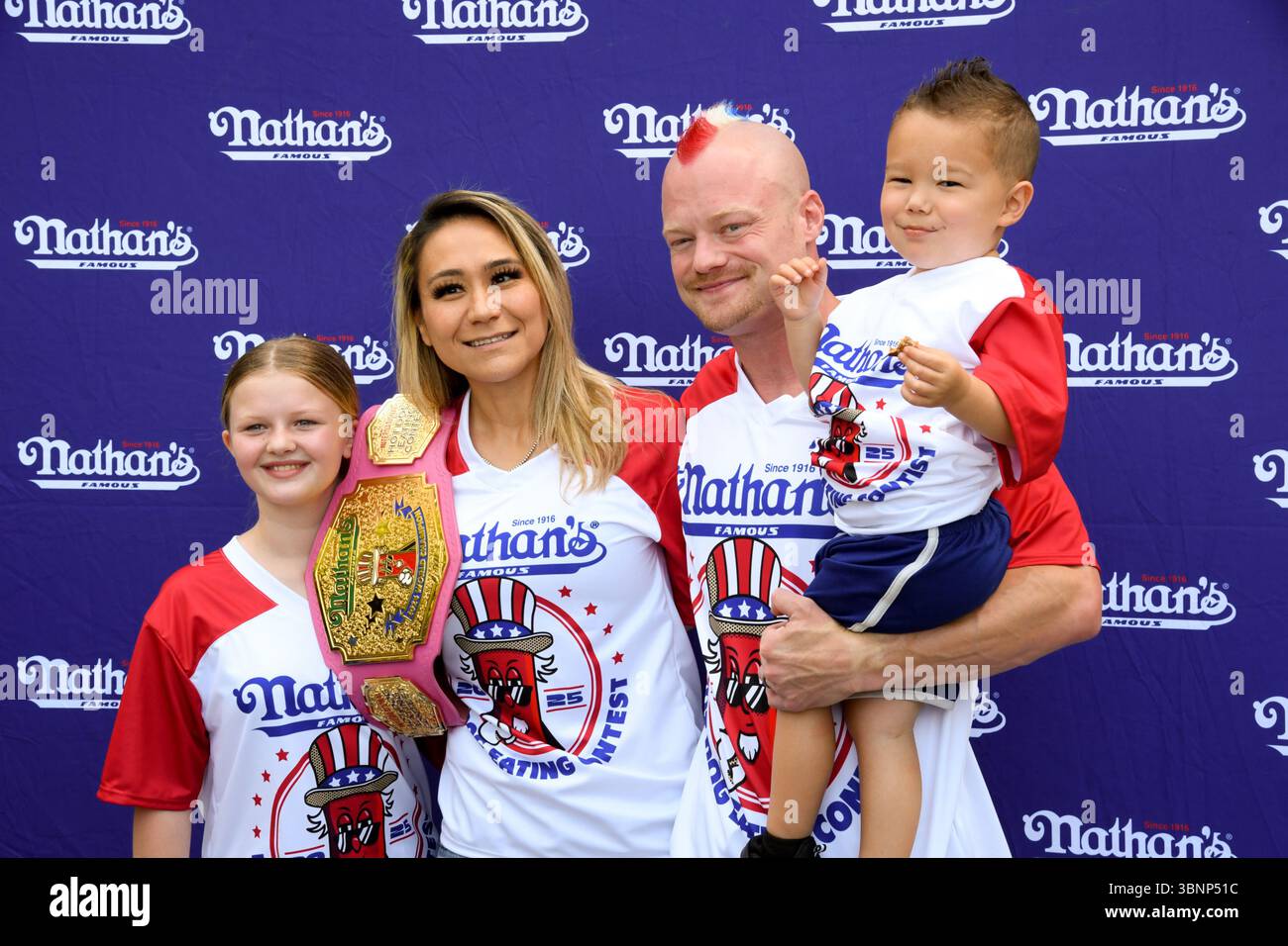 Competitive Eaters Miki Sudo and Nick Wehry attend the Nathan's Hot Dog ...