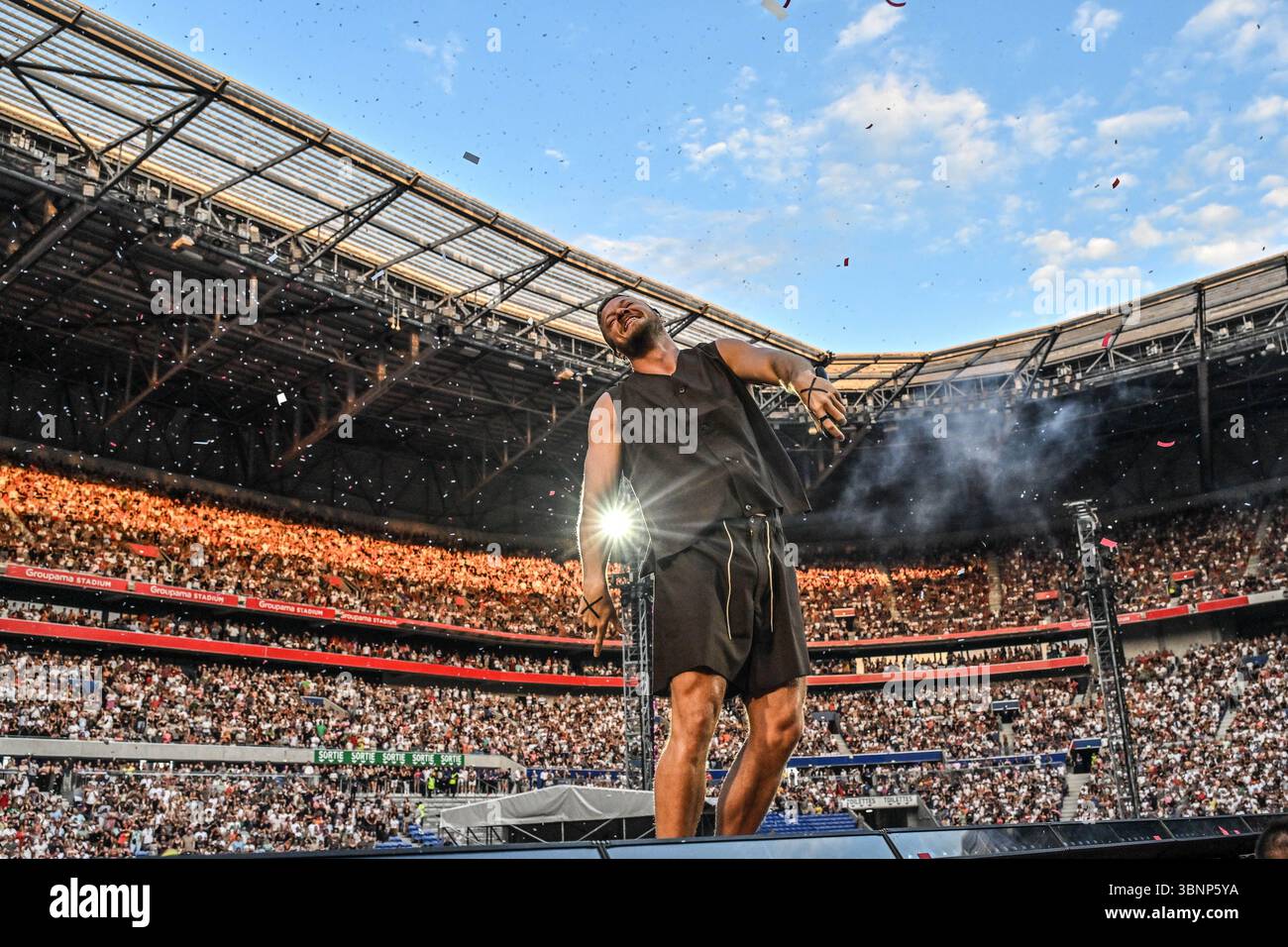 Imagine Dragons performing live on stage at Groupama Stadium in Lyon, France on July, 3, 2025 ...