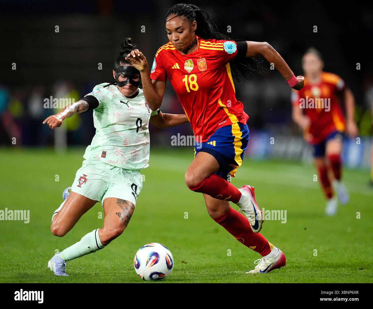 Portugal's Ana Borges (left) and Spain's Salma Paralluelo battle for ...