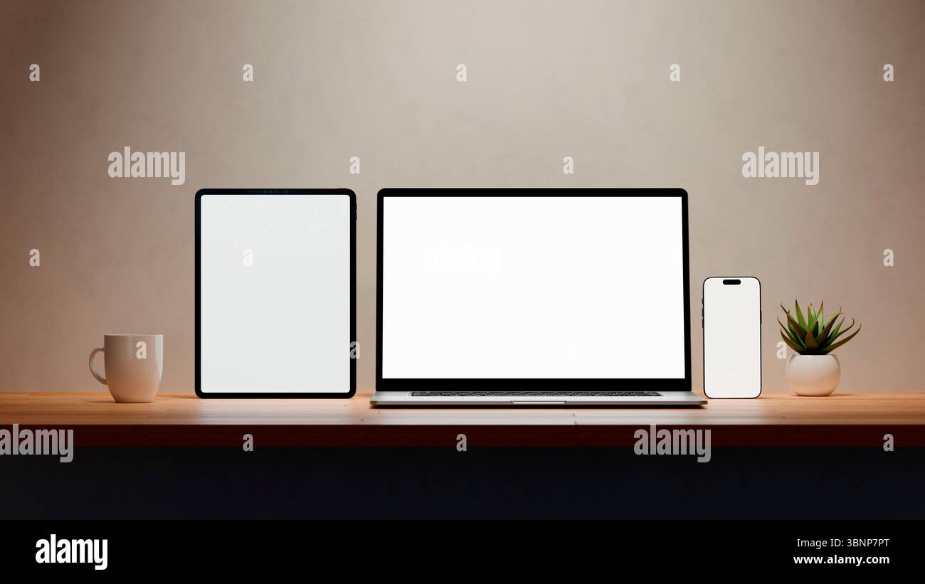 Laptop, mobile phone and tablet with blank screen for responsive Web ...
