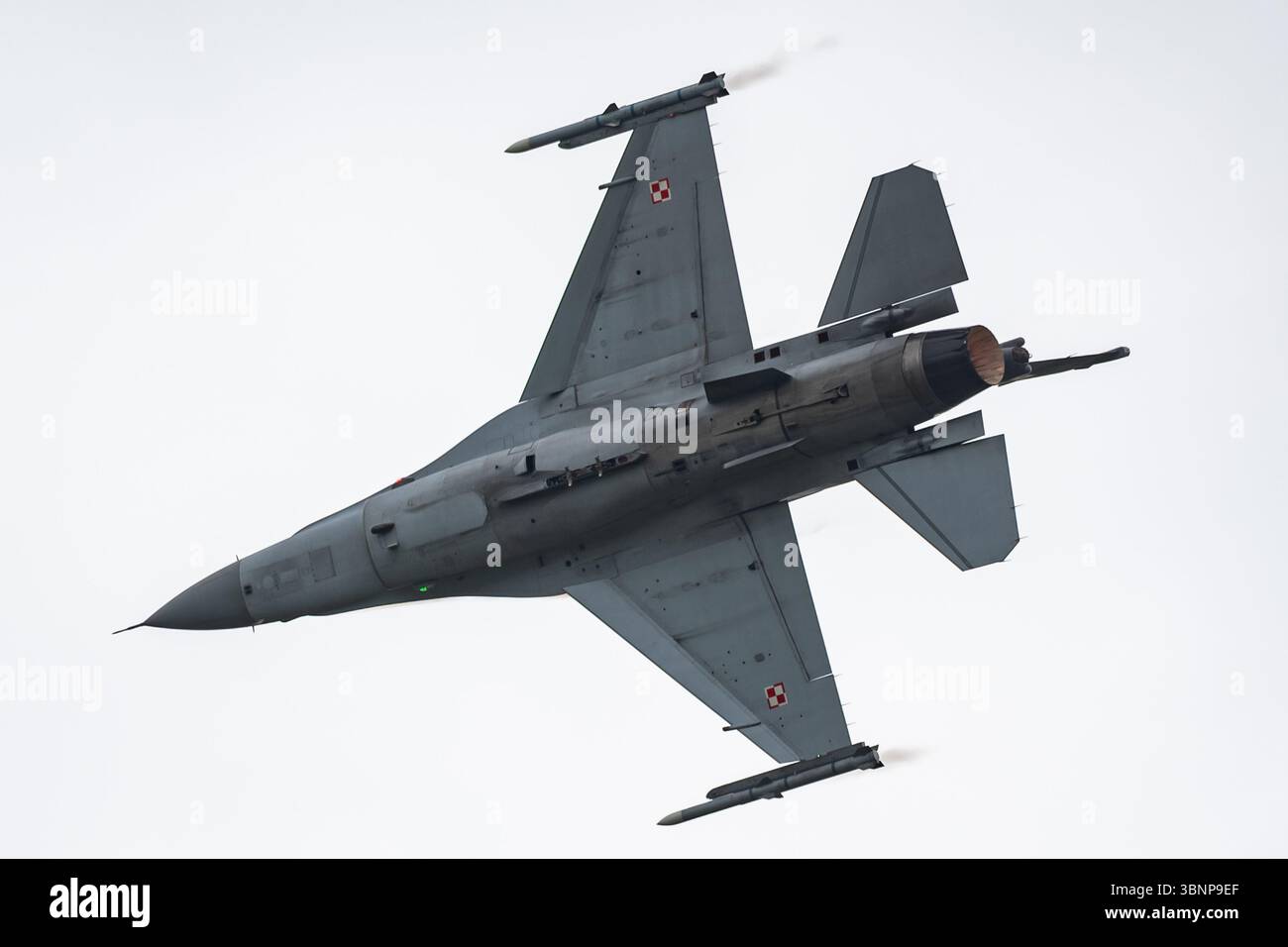 Polish Air Force F-16 Tiger Demo Team performs in the flying display at ...