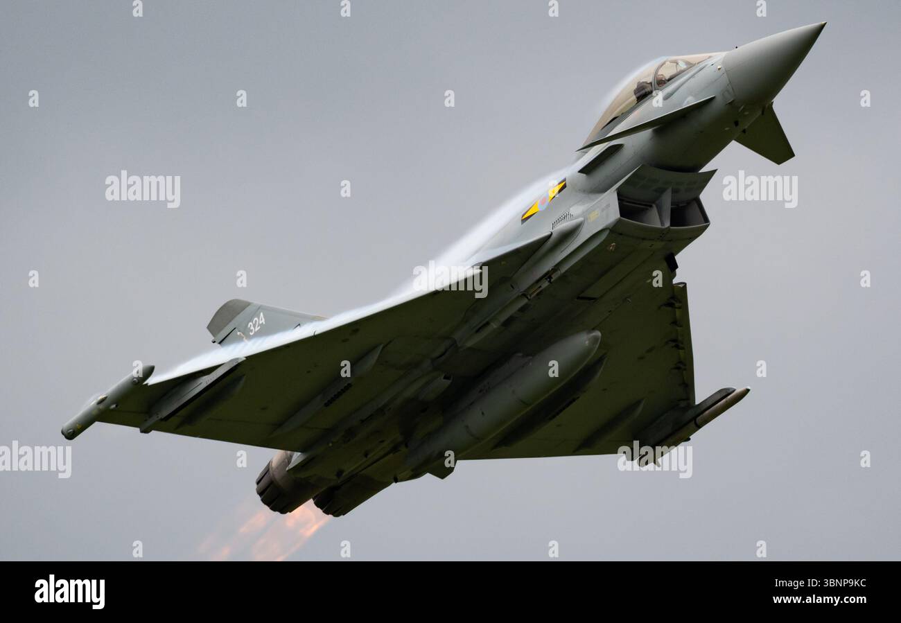 The Royal Air Force Eurofighter Typhoon FGR4 "Typhoon Display Team" performs at the 2025 RAF ...
