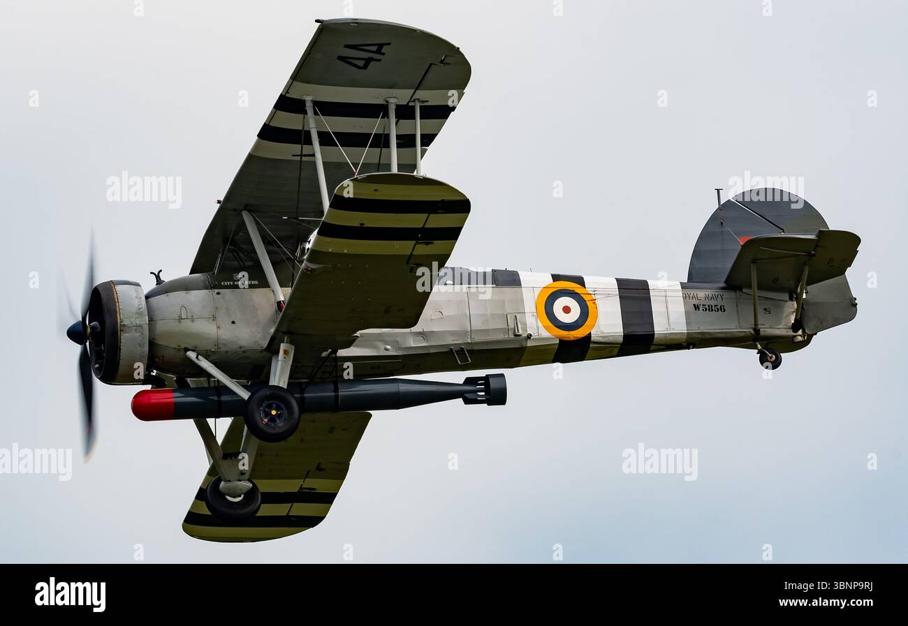 Fairey Swordfish of the Royal Navy performs in the flying display at ...