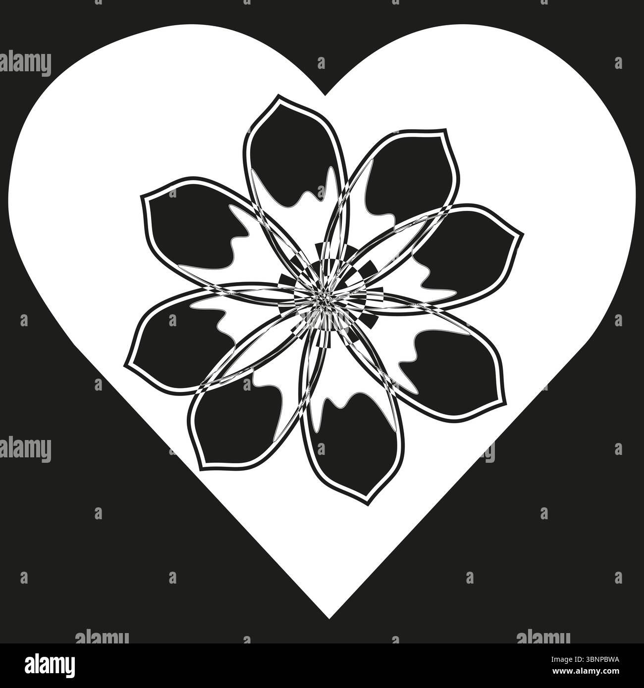 Eight pointed petals. Monochrome color scheme. Bold petal shapes ...