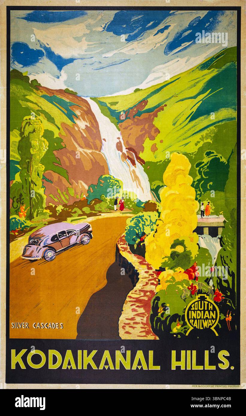 KODAIKANAL HILLS, Silver Cascades. South Indian Railway. Vintage rail ...