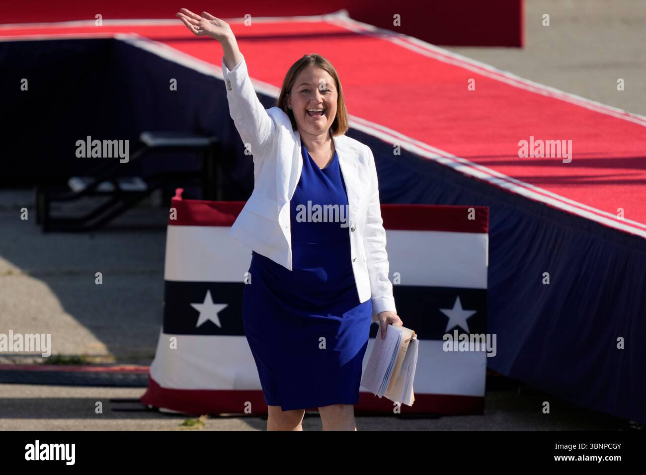 Iowa Attorney General Brenna Bird arrives before President Donald Trump ...