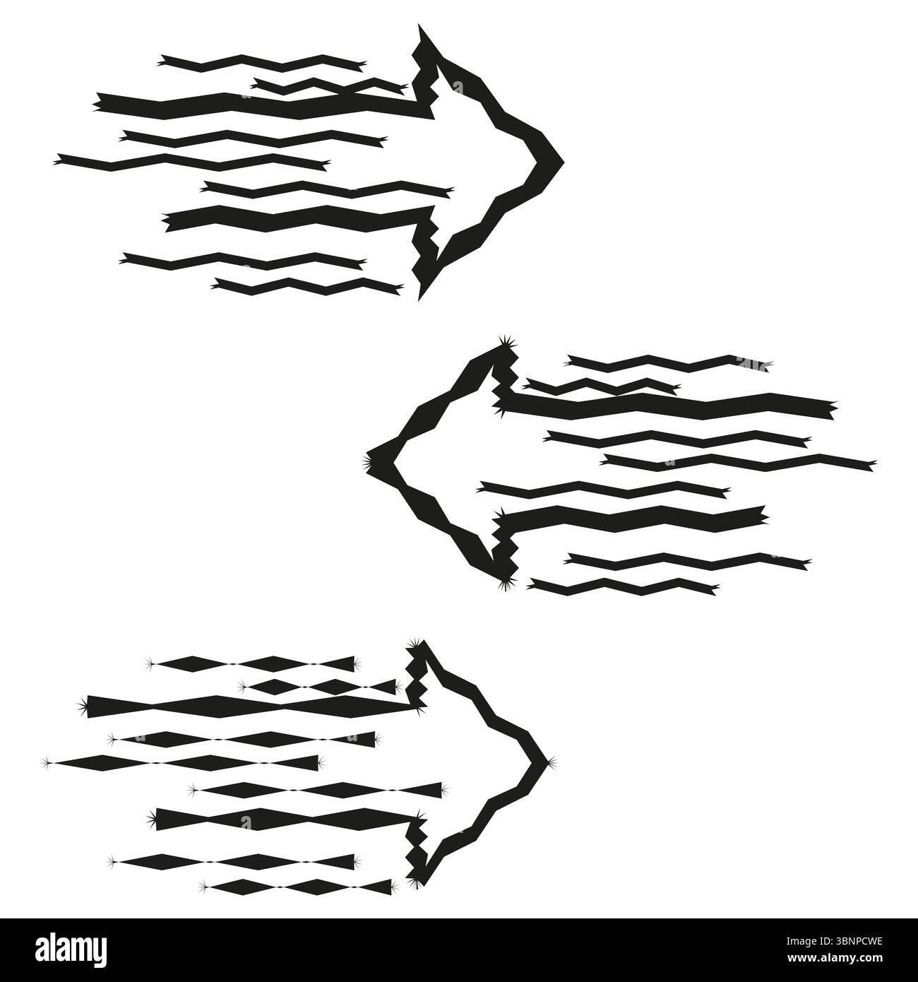Wavy arrow set. Ripple motion symbol. Fluid speed Vector. Flow energy ...
