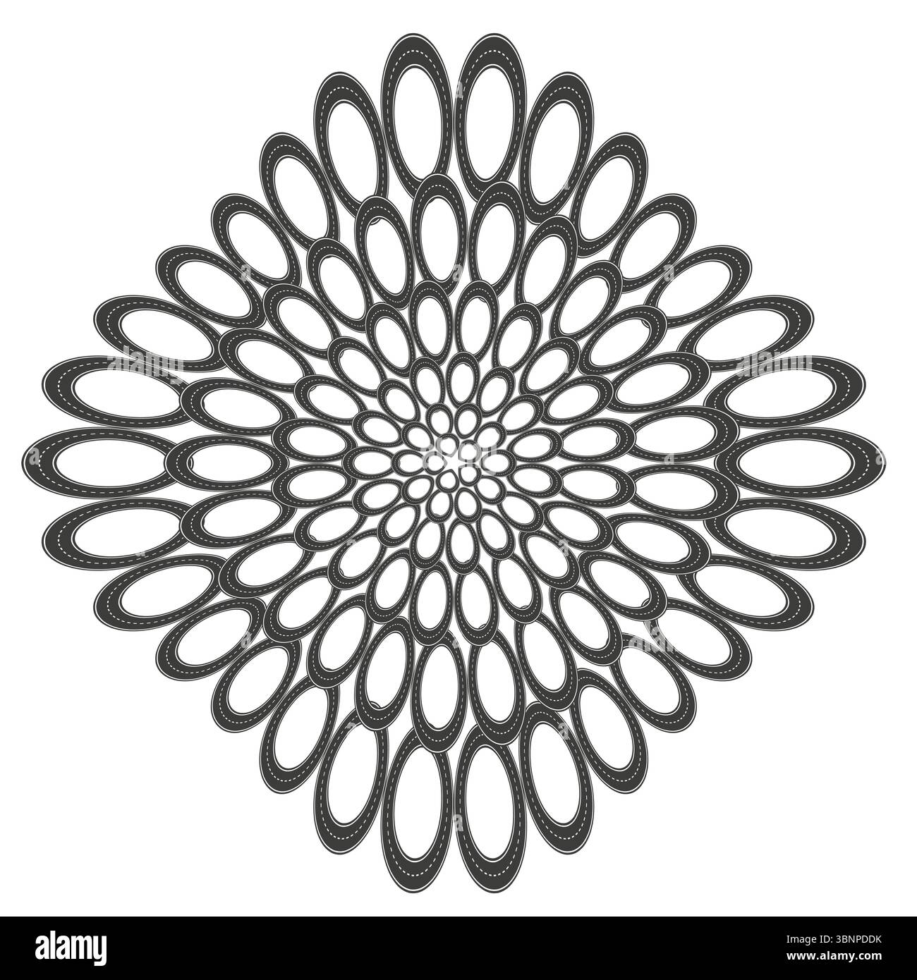 Floral loop icon. Radial petal mesh. Ornamental rosette Vector ...