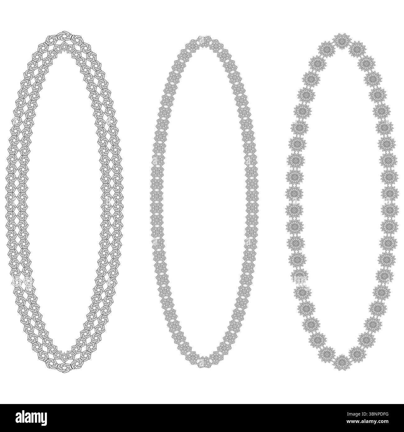 Gray oval frames. Dotted outline designs. White background. Vector ...
