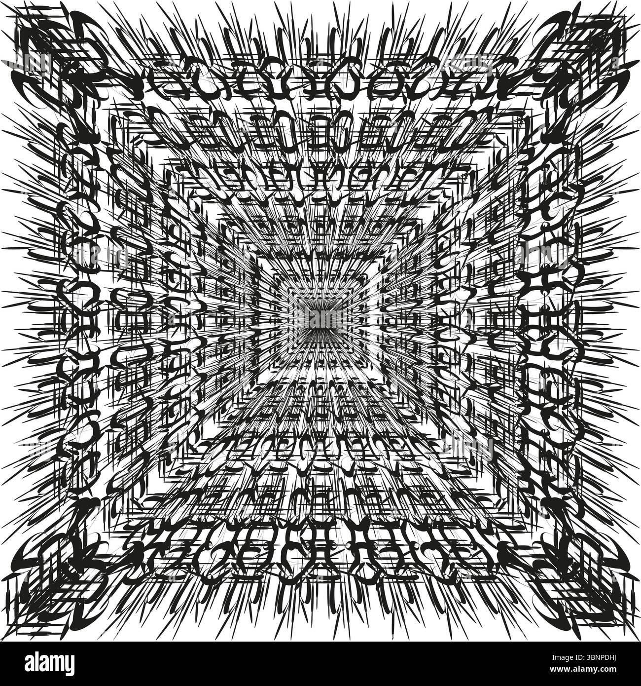 Concentric square icon. Tunnel depth pattern. Endless frame Vector. Geometric corridor design ...