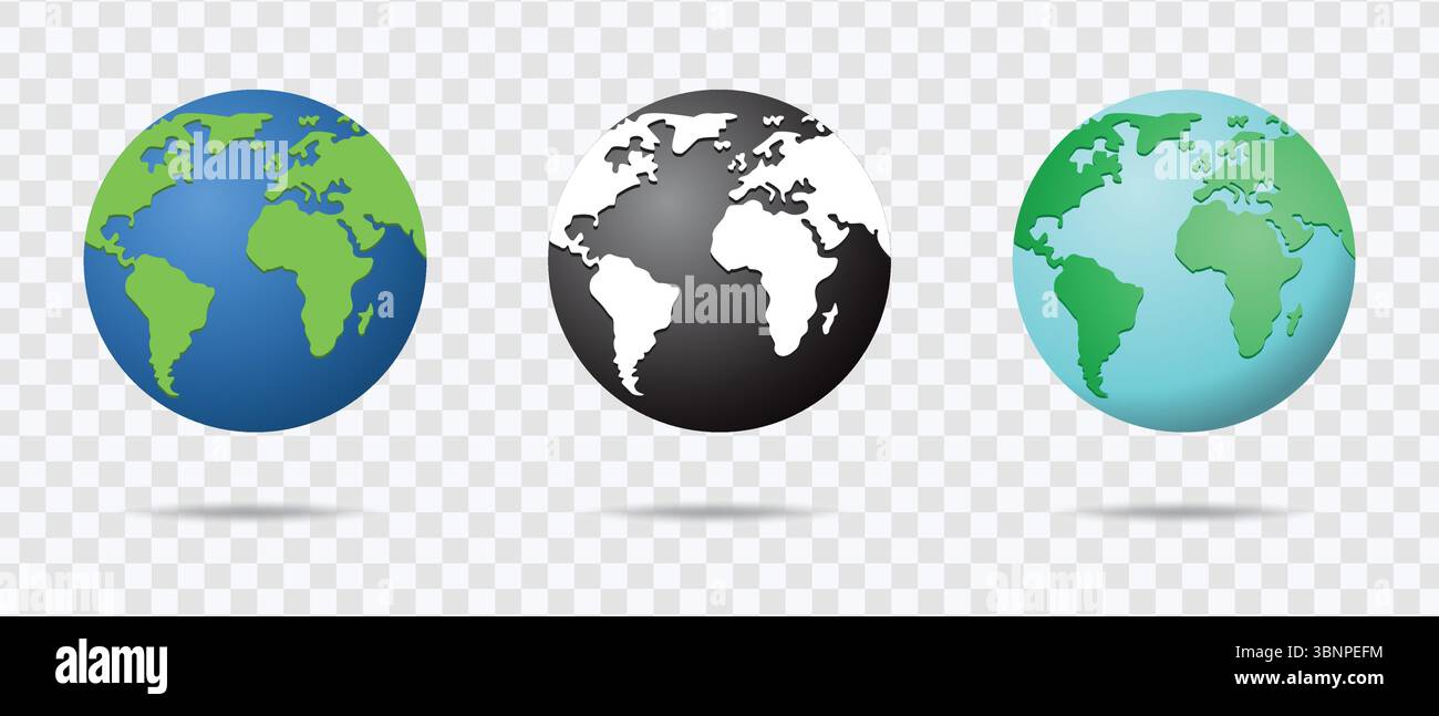 Earth Globe Icons in Color and Black & White Stock Vector Image & Art ...