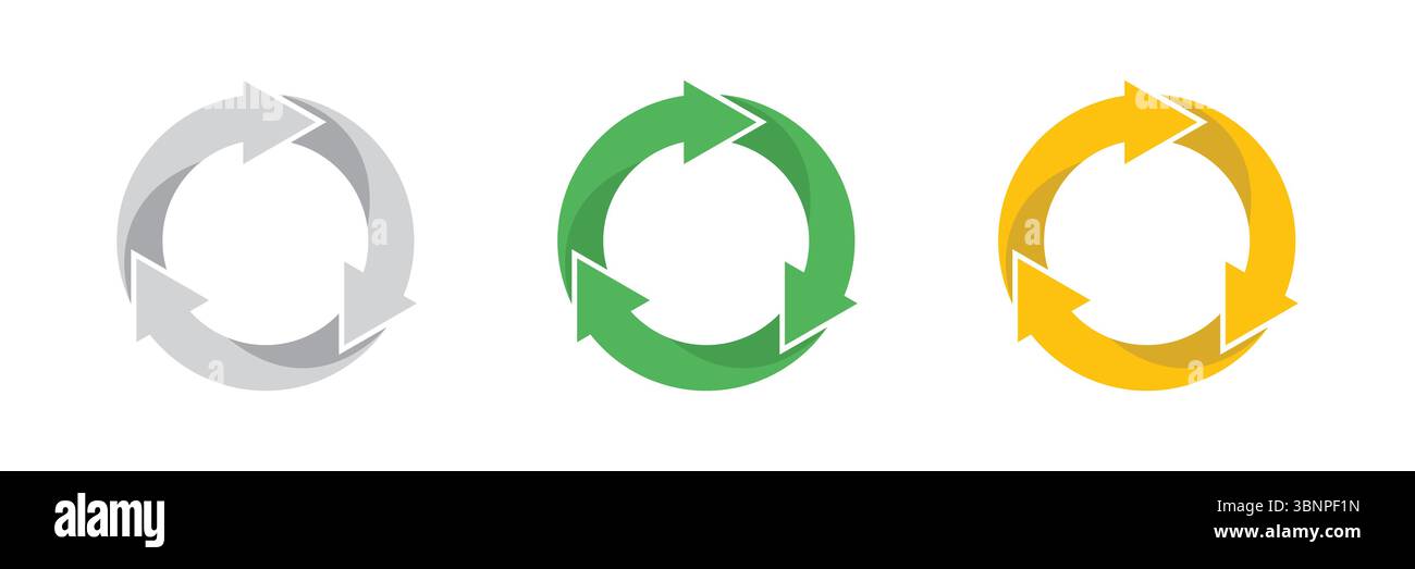 "Colorful Recycling Arrows - Green, Yellow, and Grey Circular Icons ...