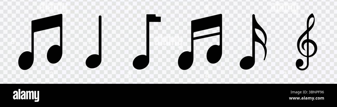Black and White Music Notes Silhouette Collection Stock Vector Image ...