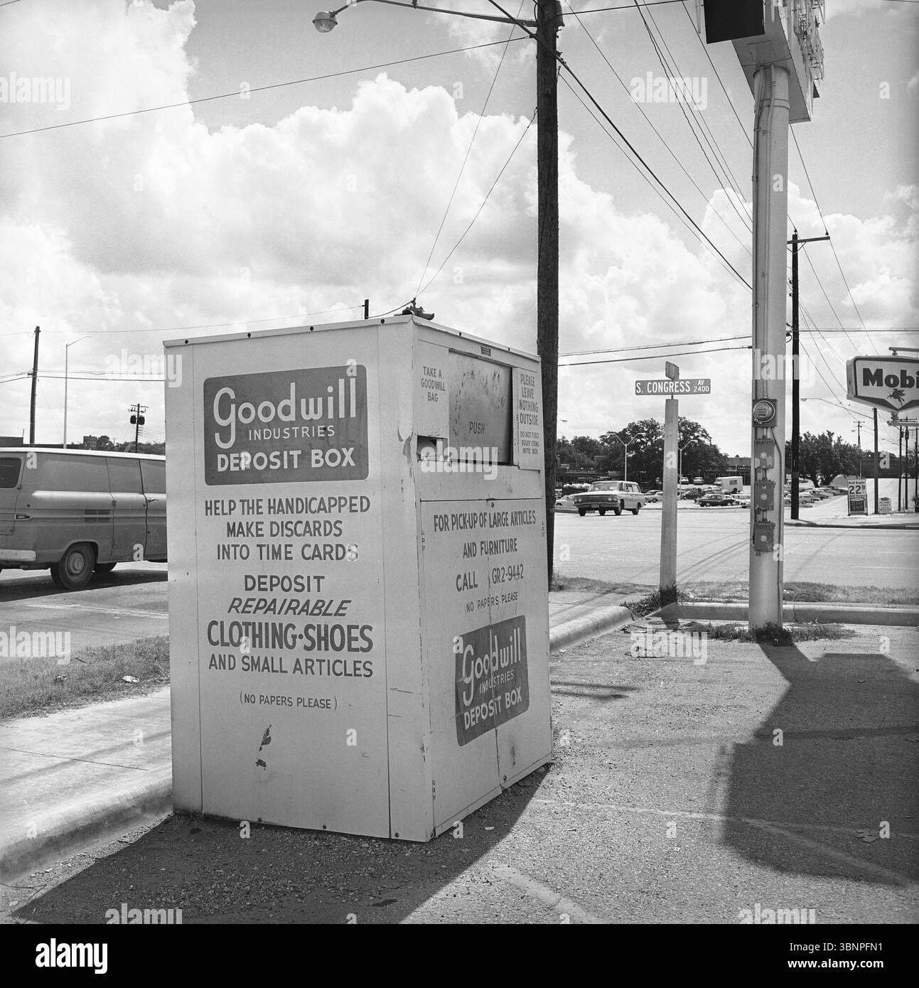 The Goodwill industries collection box in Austin, T.X. on Aug. 5, 1965 ...