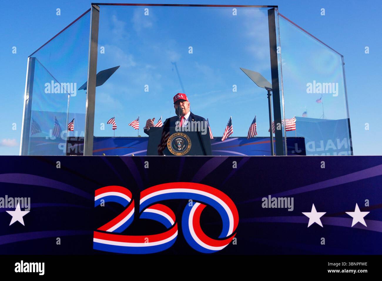 President Donald Trump speaks at a rally at the Iowa State Fairgrounds ...