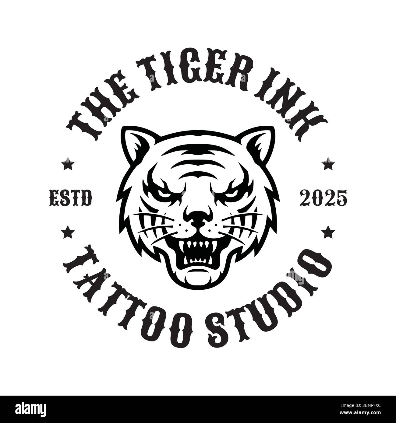 Simple tiger head logo concept. Angry tiger head design illustration ...
