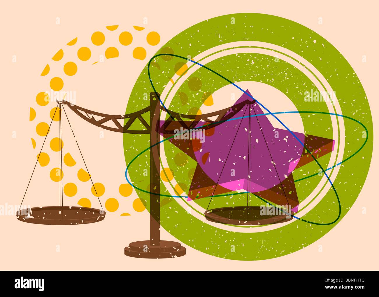 Risograph Scale with geometric shapes. Objects in trendy riso graph ...