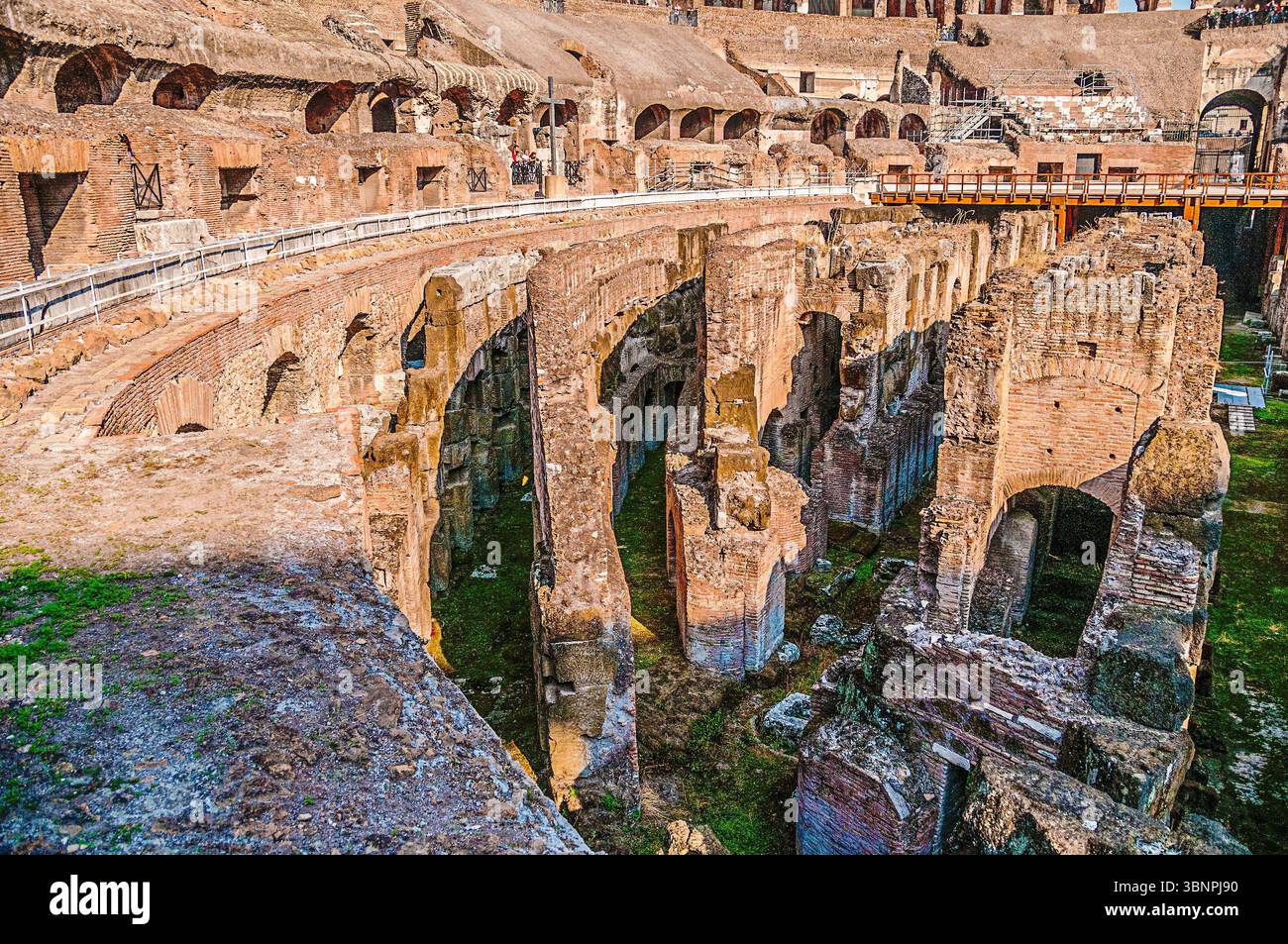 Rome, Italy Sep 28, 2009: Roman Colosseum underground tunnels and ...