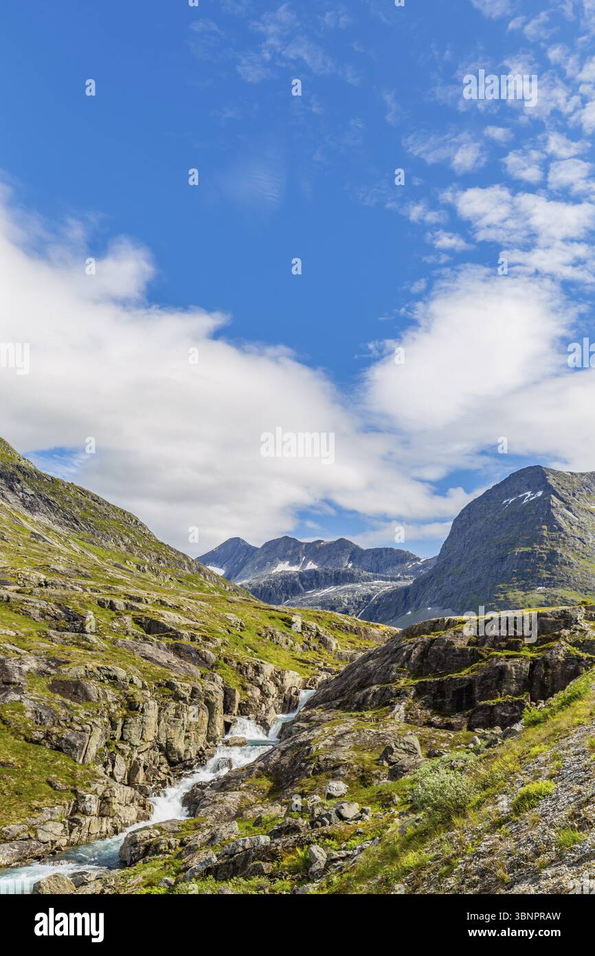 Norwegian mountain landscape with copy space along national scenic ...