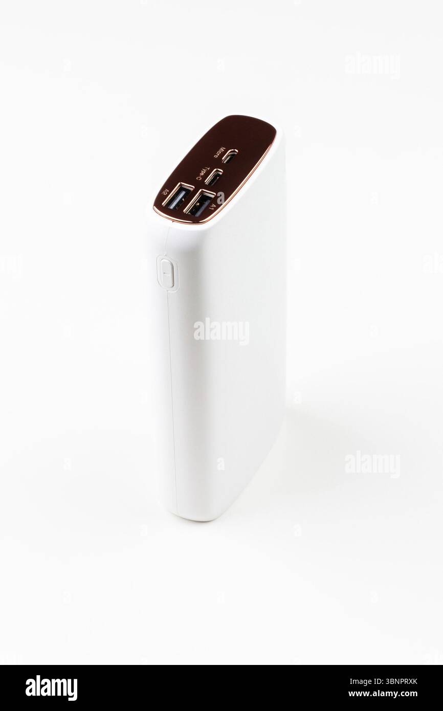 White power bank for charging smartphones and various digital devices ...