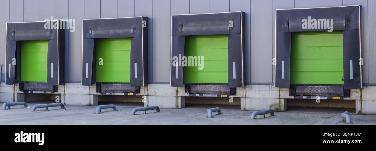 Green loading ramp doors for loading trruck at a distribution center ...