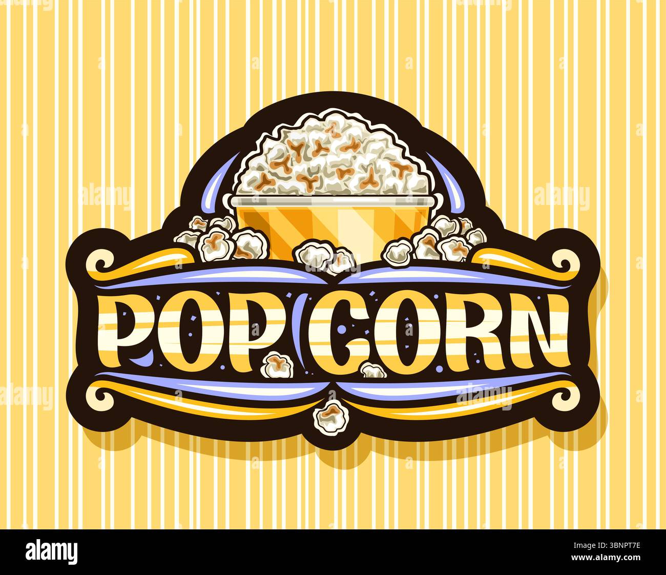 Vector logo for Pop Corn, dark decorative sign board with outline ...