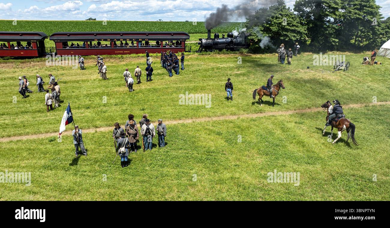 Ronks, Pennsylvania, June 9, 2024 - A vibrant Civil War reenactment ...