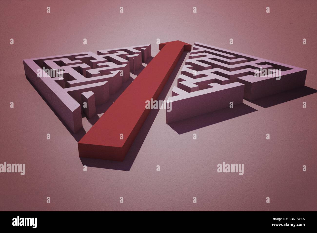 Red arrow cutting through puzzle Stock Photo - Alamy