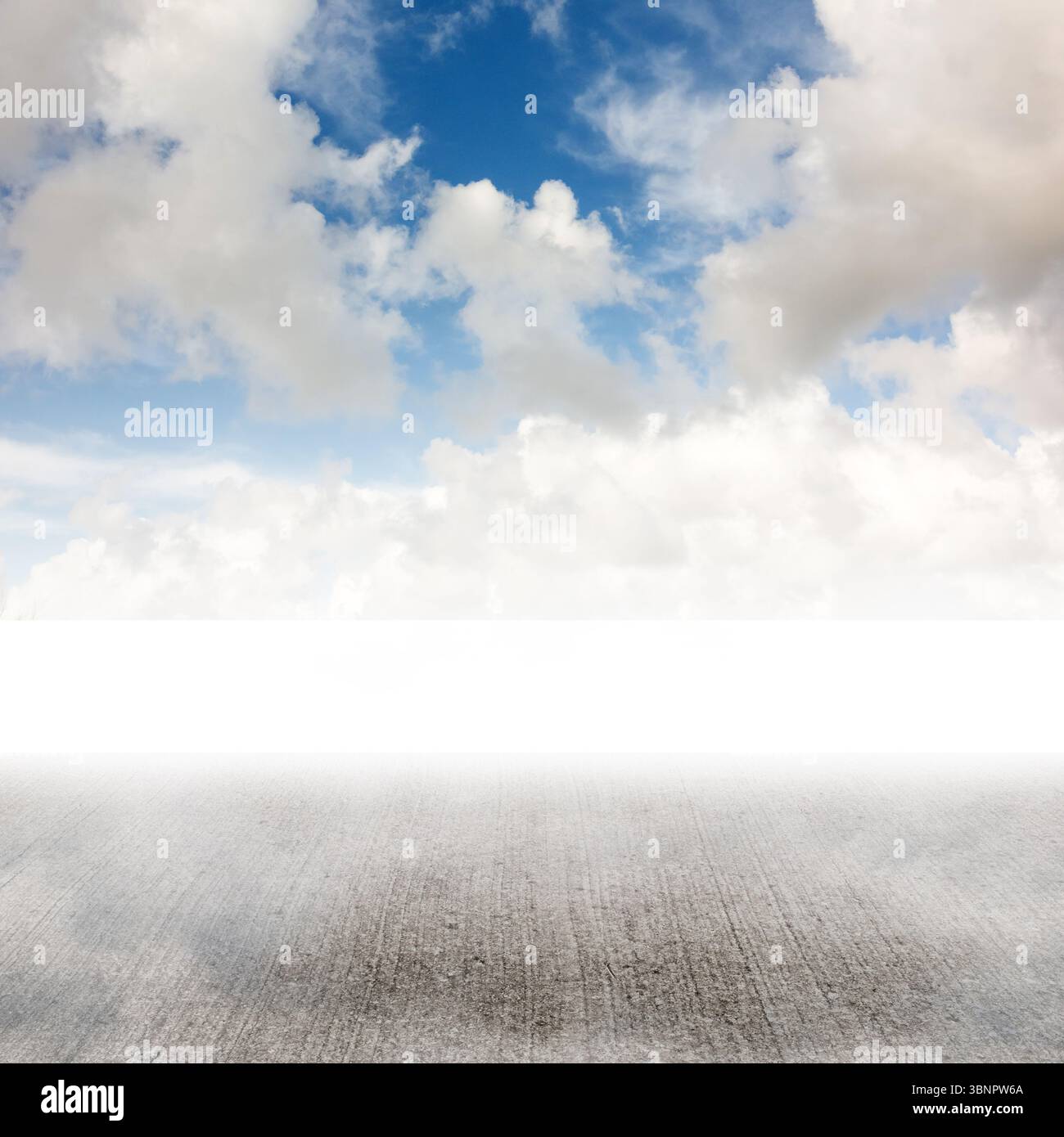 Flat design illustration featuring concrete ground beneath cumulus ...